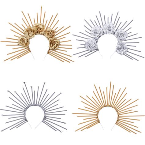 여왕의 여신 헤일로 왕관 머리띠 할로윈 코스튬 모자 파티 코스프레 헤드기어 쥬얼리 액세서리 위시버킷