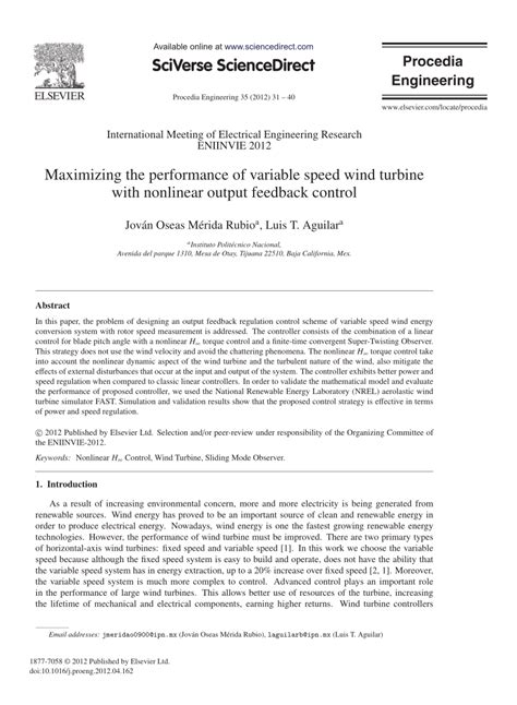 pdf maximizing the performance of variable speed wind turbine with
