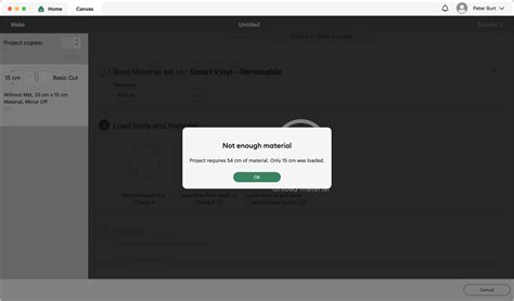 Material Size Error Message R Cricut