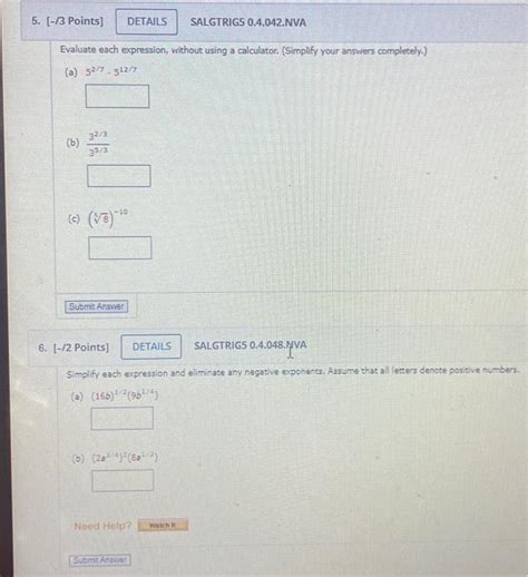 Solved Evaluate Each Expression Without Using A Calculator Chegg