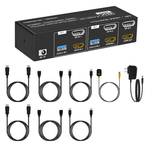 8k 60hz Dp Compatible Kvm Switch Usb 30 2 Monitors 2 Computers Kvm