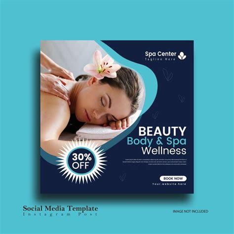 뷰티 And 스파 배너 및 소셜 미디어 포스터 프리미엄 벡터