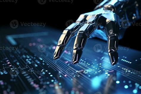 Hands Of Robot Touhcing Coding Monitor Generative Ai 28661375 Stock