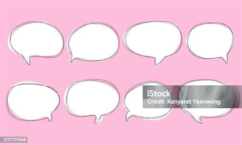 말하기 거품 텍스트 채팅 상자 메시지 상자 개요 만화 벡터 일러스트 디자인의 집합 사고 기호 기호의 풍선 낙서 스타일 경기 조추첨에 대한 스톡 벡터 아트 및 기타 이미지