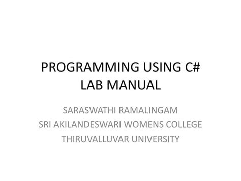 Programming Using C Net Saraswathi Ramalingam Ppt