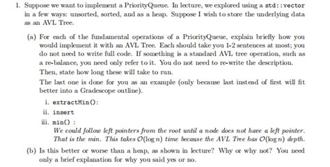 Solved 1 Suppose We Want To Implement A Priority Queue In
