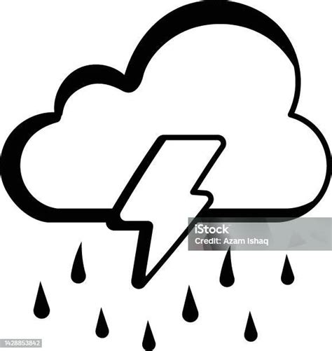 Showery 및 흐린 사인 벡터 아이콘 디자인 가을 또는 가을 활동 기호 낙엽 날씨 기호 수확 시즌 요소 스톡 일러스트레이션 번개 볼트 개념의 비 구름 0명에 대한 스톡