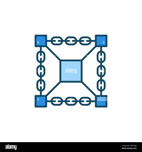 Block Chain Technology Blue Icon Blocks Connected With Chain Vector