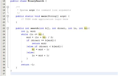 pencarian array menggunakan teknik binary search dengan data terurut