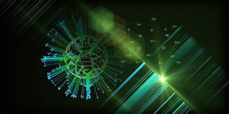 Abstract Spherical Algorithm On Dark Background With Blurred Lines Quantum Computer Technology