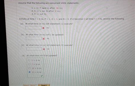 Solved Assume That The Following Are Concurrent Vhdl