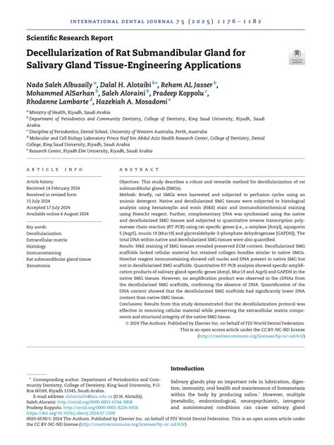 Pdf Decellularization Of Rat Submandibular Gland For Salivary Gland