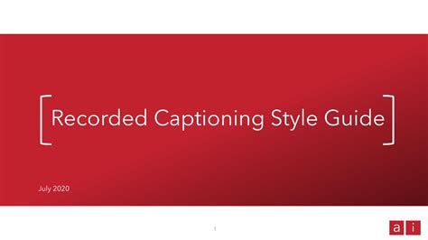 PDF Recorded Captioning Style Guide Ai Media Tv Working With Ai Media The Knowledge Base