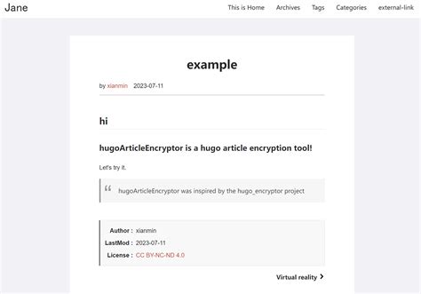 使用简单的hugo文章加密工具 中文 hugo