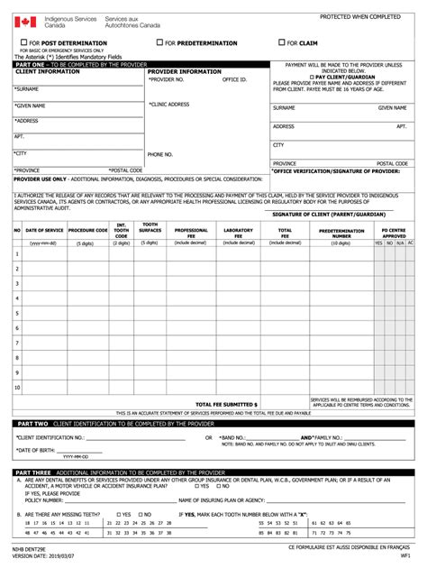 Nihb Dental Claim Form Fill Online Printable Fillable Blank