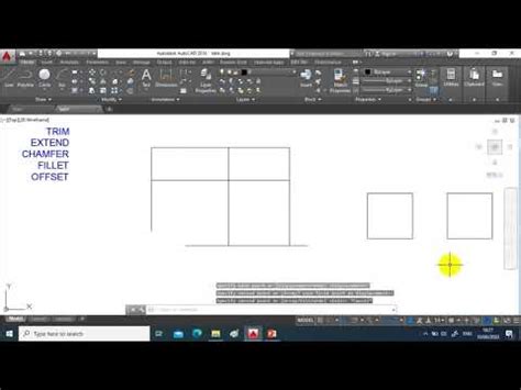 Trim, Extend, Chamfer, Fillet dan Offset (modify 2) dalam AutoCAD - YouTube