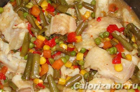 Минтай с овощами - калорийность, состав, описание - Calorizator.ru