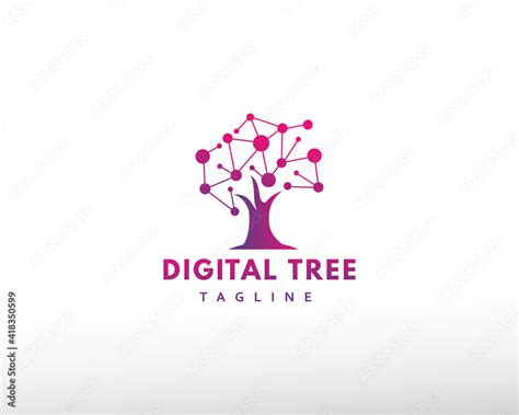 Digital Tree Logo Tech Tree Logo Creative Tree Logo Stock Vector Adobe Stock