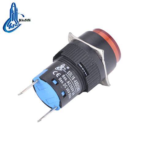XDL16 AXD 24V 220V AC DC Plastic Spring Return Led Indicator Lights Push Button Mini Electric