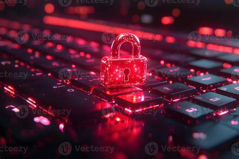 Cybersecurity Concept With Digital Lock On Glowing Keyboard For Data Protection And Privacy