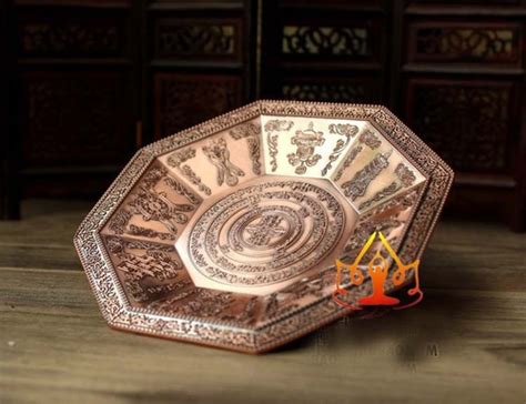 5 1 Chinese Tibet Buddhism Eight Symbols Tobacco Offering Tray Copper Religion Ebay