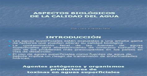 Aspectos Biológicos De La Calidad Del Agua Pdf Document