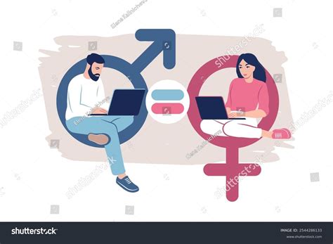 Gender Equality Concept Men Women Character Stock Vector Royalty Free