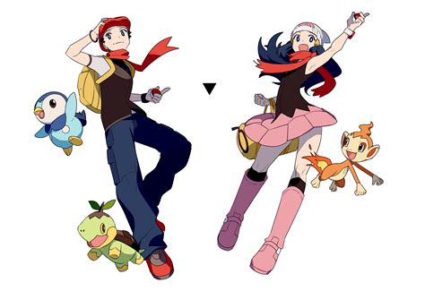 Dawn Piplup Lucas Turtwig And Chimchar Pokemon And More Drawn By Zero Jckz Danbooru