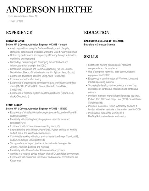 Devops Automation Engineer Resume Samples Velvet Jobs