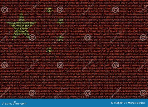 Chinese Flag Composed Of Dense Computer Code Cybersecurity Conce Stock