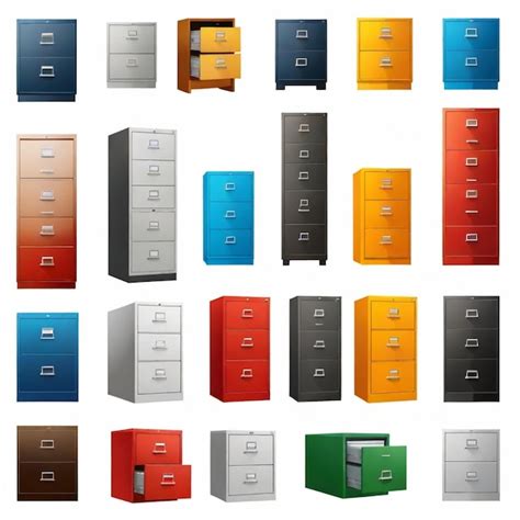 File Cabinet Vector Set White Background Isolated Premium Ai