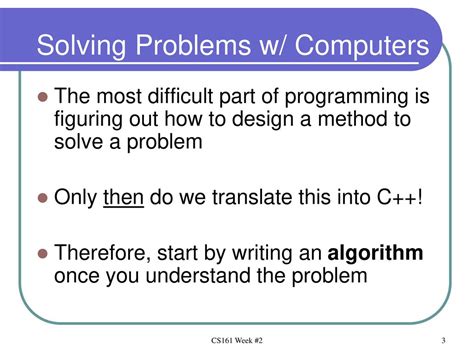 today in cs161 week 2 preparing to write programs assignments ppt