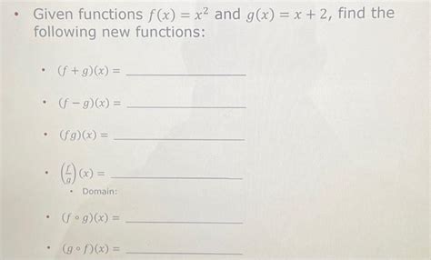 solved given functions f x x2 and g x x 2 find the