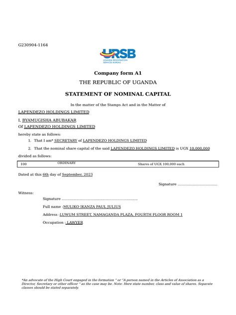 A1 Form Pdf