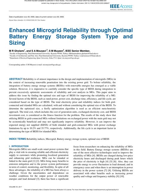Pdf Enhanced Microgrid Reliability Through Optimal Battery Energy