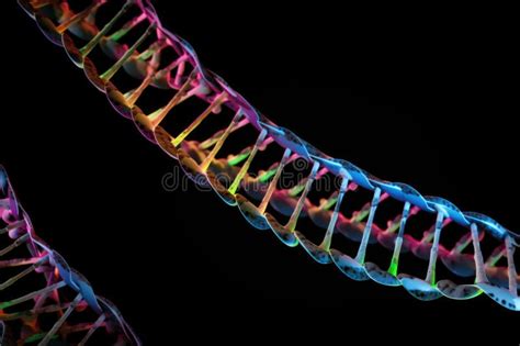 A Close Up Of Dna Double Helix With Each Strand Visible Stock