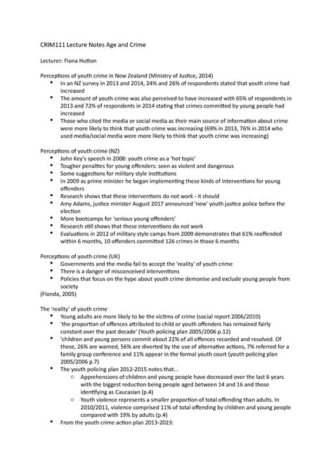 Crim111 Lecture Notes Age And Crime Crim111 Lecture Notes Age And
