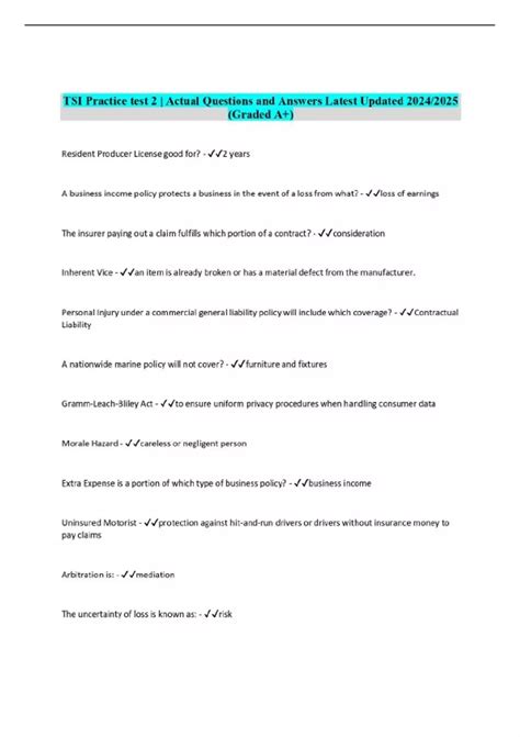 Tsi Practice Test 2 Actual Questions And Answers Latest Updated 2024