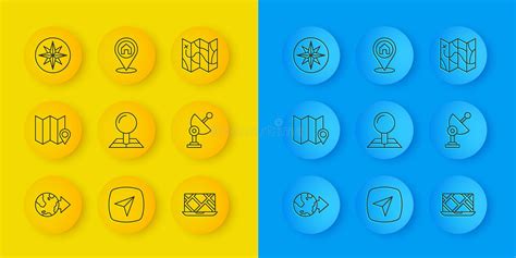 Set Line Location On The Globe Folded Map With Location Marker City Navigation Radar Wind