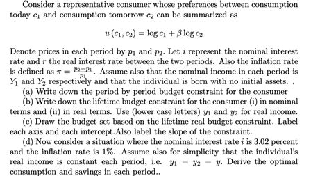 solved consider a representative consumer whose preferences