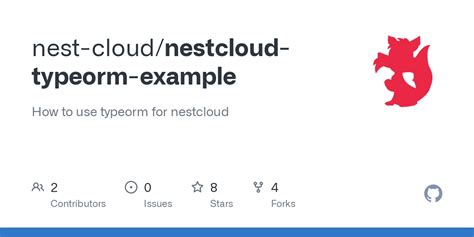GitHub Nest Cloud Nestcloud Typeorm Example How To Use Typeorm For Nestcloud