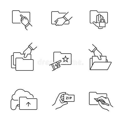 Folder File Document Line Icons Stock Vector Illustration Of Show