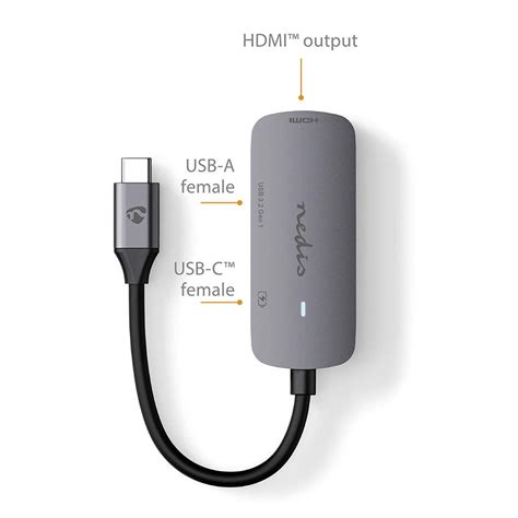 Nedis Usb C Multi Port Adapter Grå