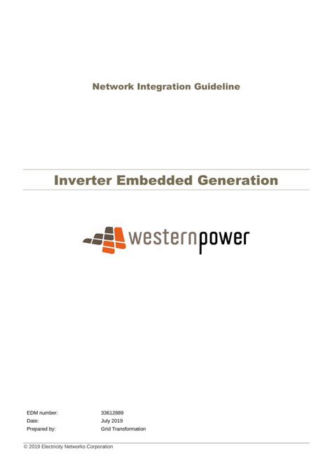 Pdf Network Integration Guideline Inverter Embedded Generation