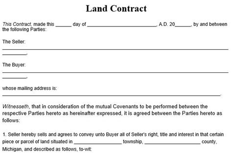 Printable Land Contract Forms And Templates Ms Word Best Collections