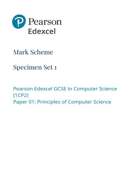 Gcse Computer Science 2020 Specimen1 Paper 02 Mark Scheme Pdf
