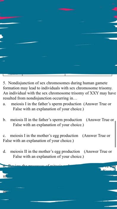 Solved Nondisjunction Of Sex Chromosomes During Human Chegg Com