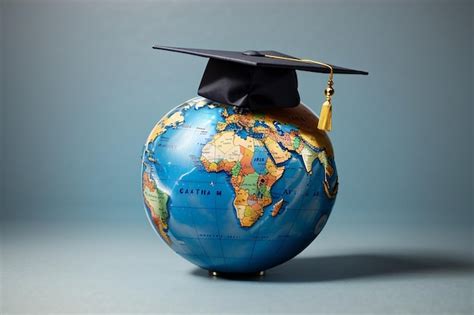 Premium Ai Image Graduation Cap On Earth Globe