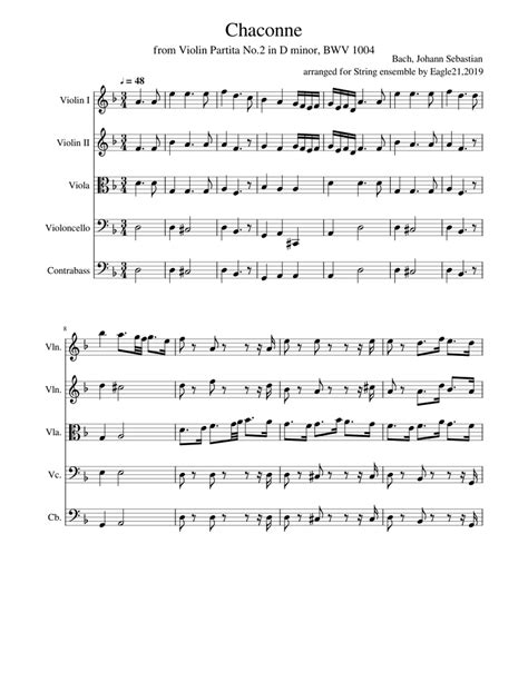 Bach Chaconne From Violin Partita No2 In D Minor Bwv 1004 Sheet