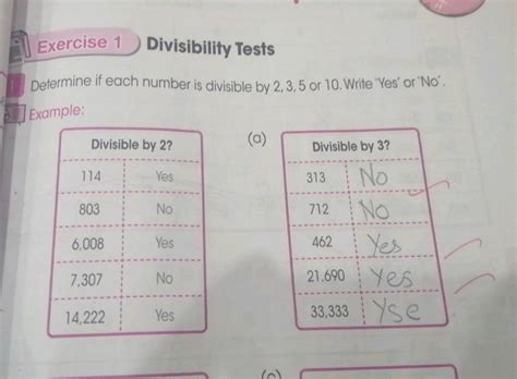 Exercise 1divisibility Testsdetermine If Each Number Is Divisible By 2